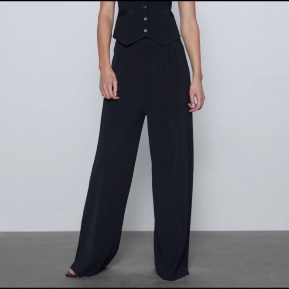 Zara High Waisted Pleated Knit Pants - Gem